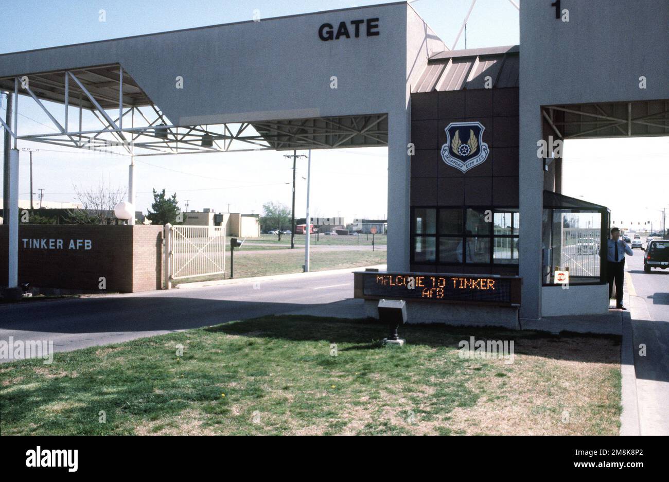 A close-up view of the main gate. Base: Tinker Air Force Base State ...