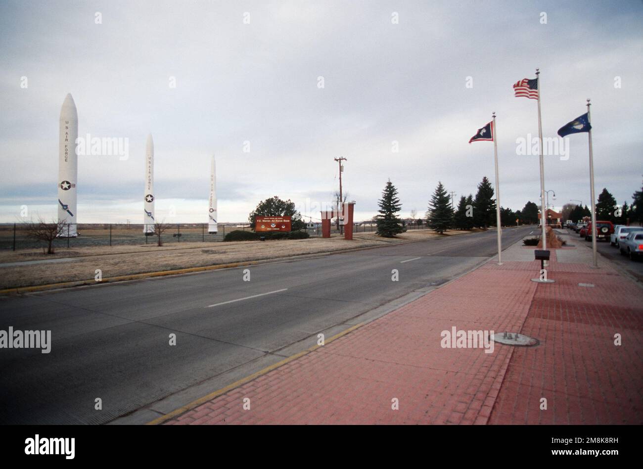 A long-range view of the main gate. Base: Francis E. Warren Air Force ...