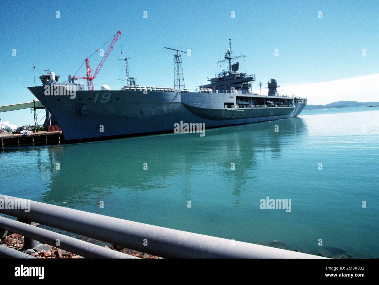 A port bow view of the amphibious command ship USS BLUE RIDGE (LCC-19 ...