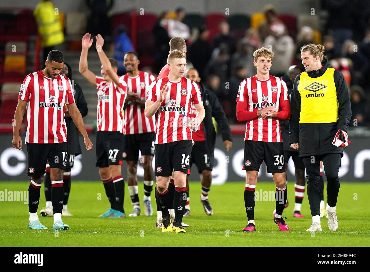 Brentford players celebrate after the final whistle in the Premier ...