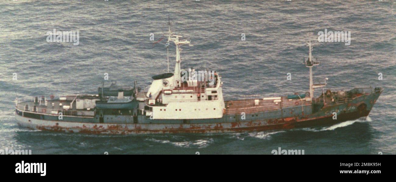 Aerial port side view of the Russian Pacific Fleet Moma class ...