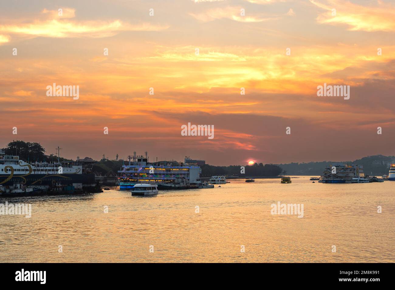 Panaji Goa India Oct 22 2022: Sunset time cruise View of the Atal Setu ...