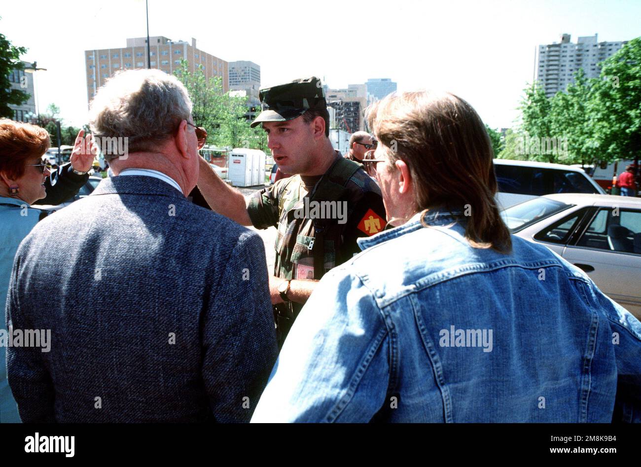 U.S. Army SPC. Paul controls the outside entry traffic at the outer entrance of the joint ...