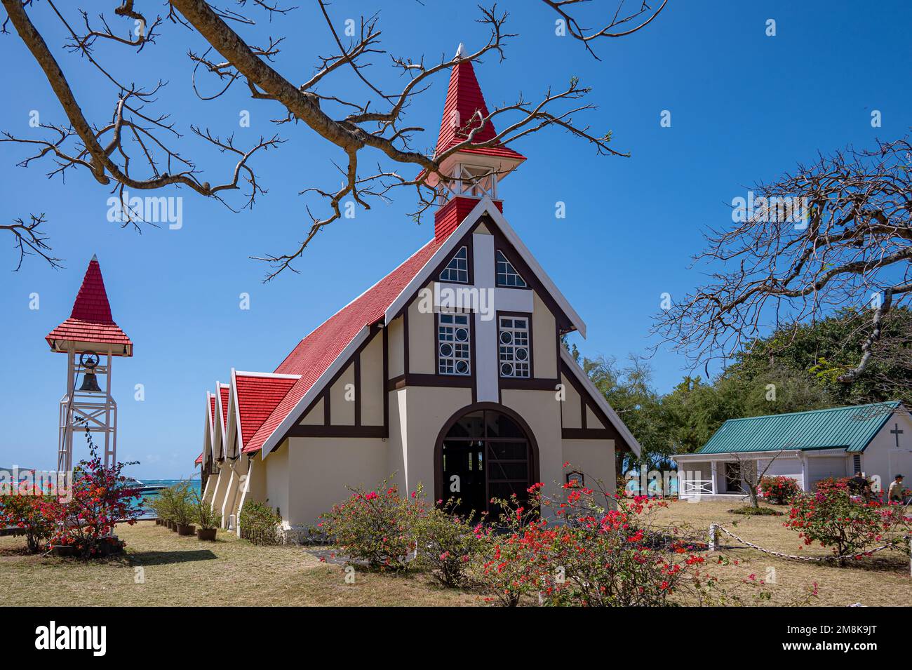 Notre Dame Auxiliatrice church at Cap Malheureux, Mauritius Stock Photo ...
