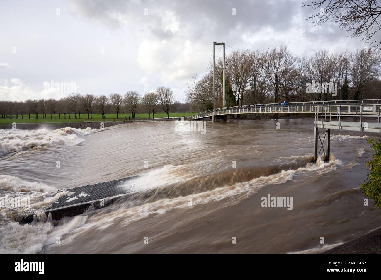 Heavy rain causes turbulent water and flooding in Pontcanna Fields and ...