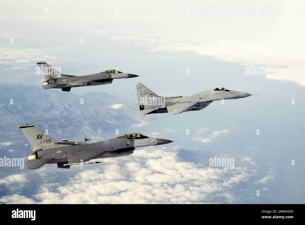 Two US Air Force F-16 Fighting Falcons, from the 510th Fighter Squadron ...