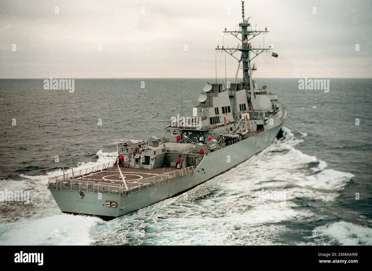 An aerial starboard quarter (135 degrees off centerline) view of the ...