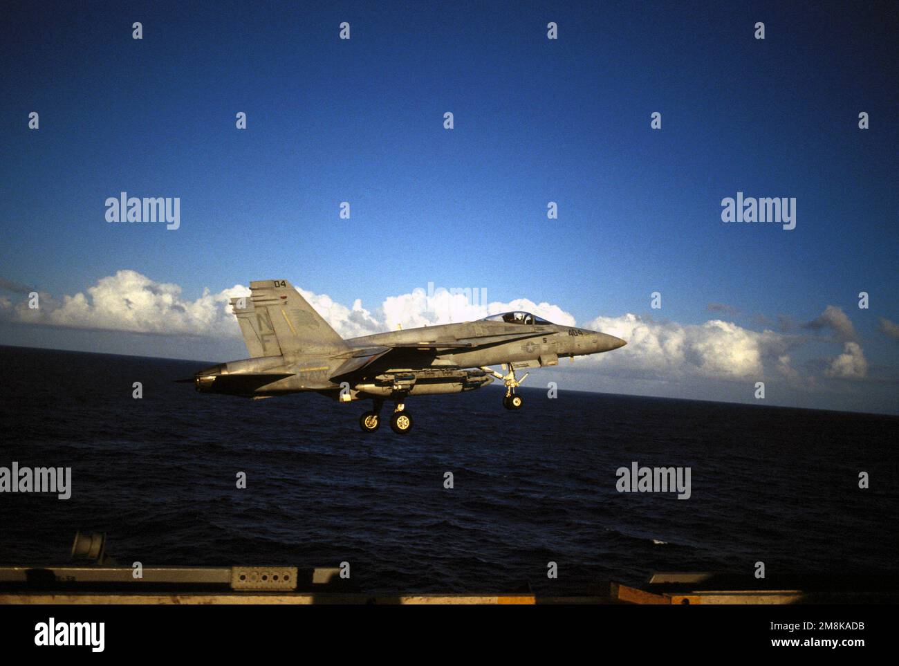 An F/A-18 Hornet aircraft of Strike Fighter Squadron One Nine Five (VFA ...