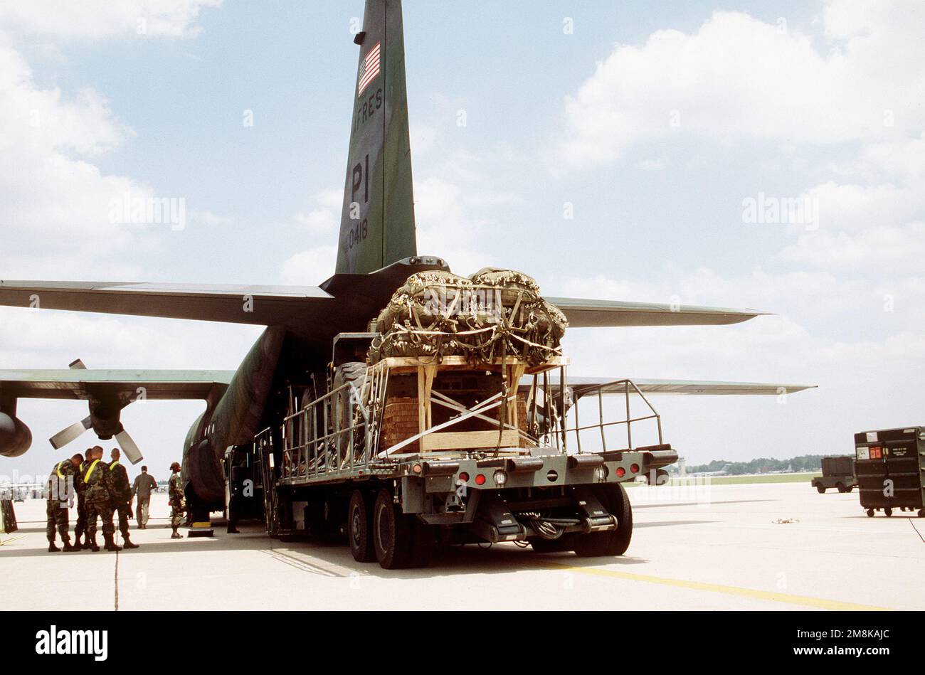 Rear view of an Air Force Reserve C-130 Hercules, from the 911th Air ...