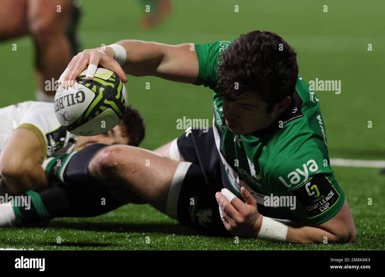 Connacht's Alex Wooten scores try during the EPCR Challenge Cup match ...