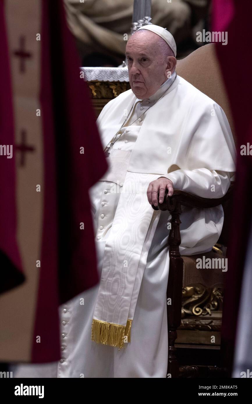 Vatican city, Vatican, 14 january 2023. Pope Francis attends the ...