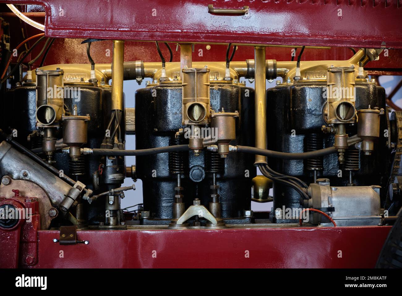 Antique car engine. Automobile museum of Málaga, Spain Stock Photo - Alamy