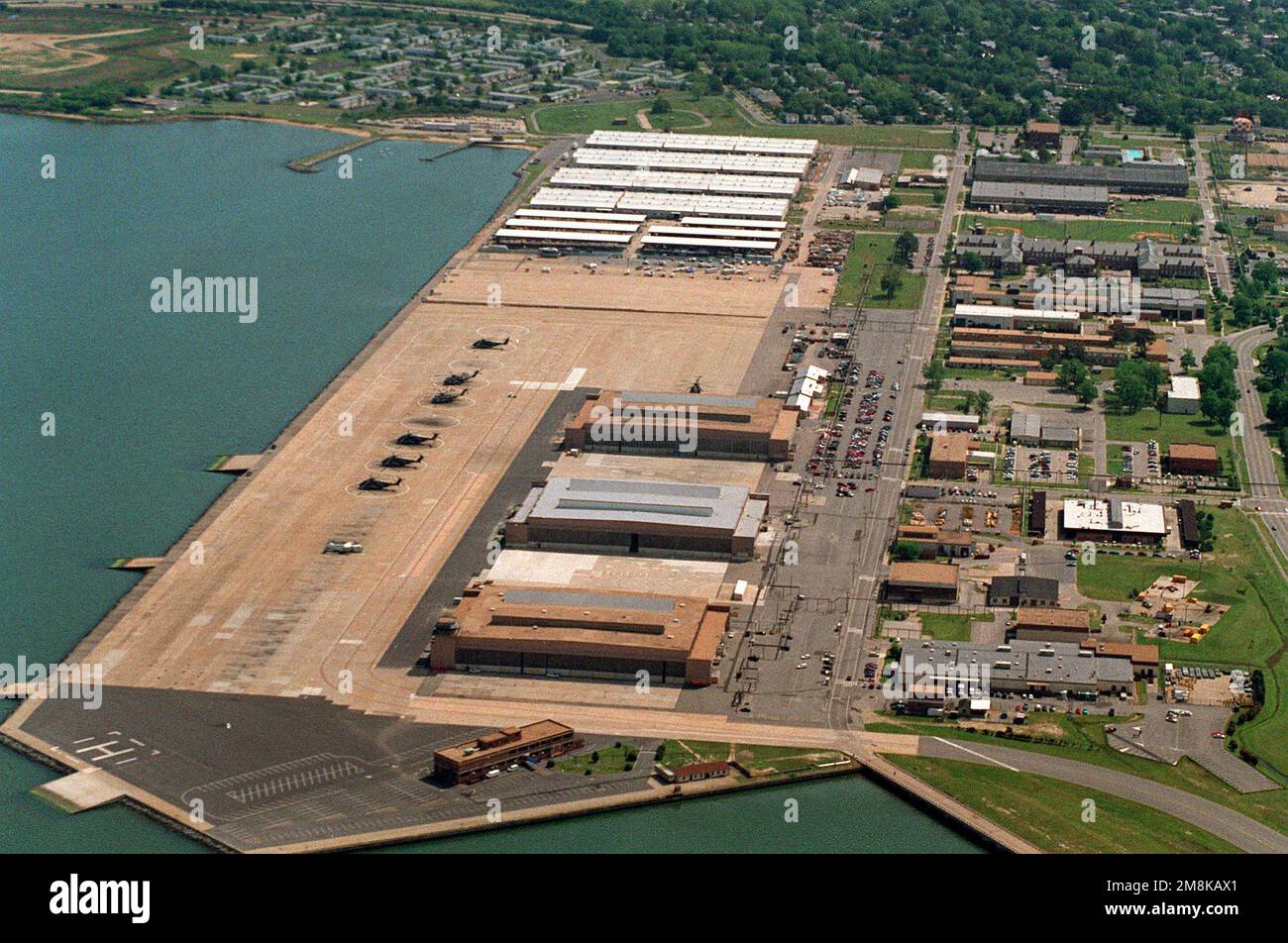 An aerial view, looking south-southeast, of the old PBY/PBM seaplane ...