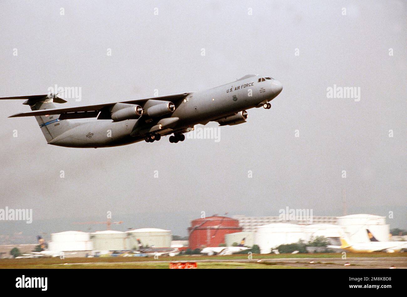 A US Air Force C-141 Starlifter takes off from the air base for ...