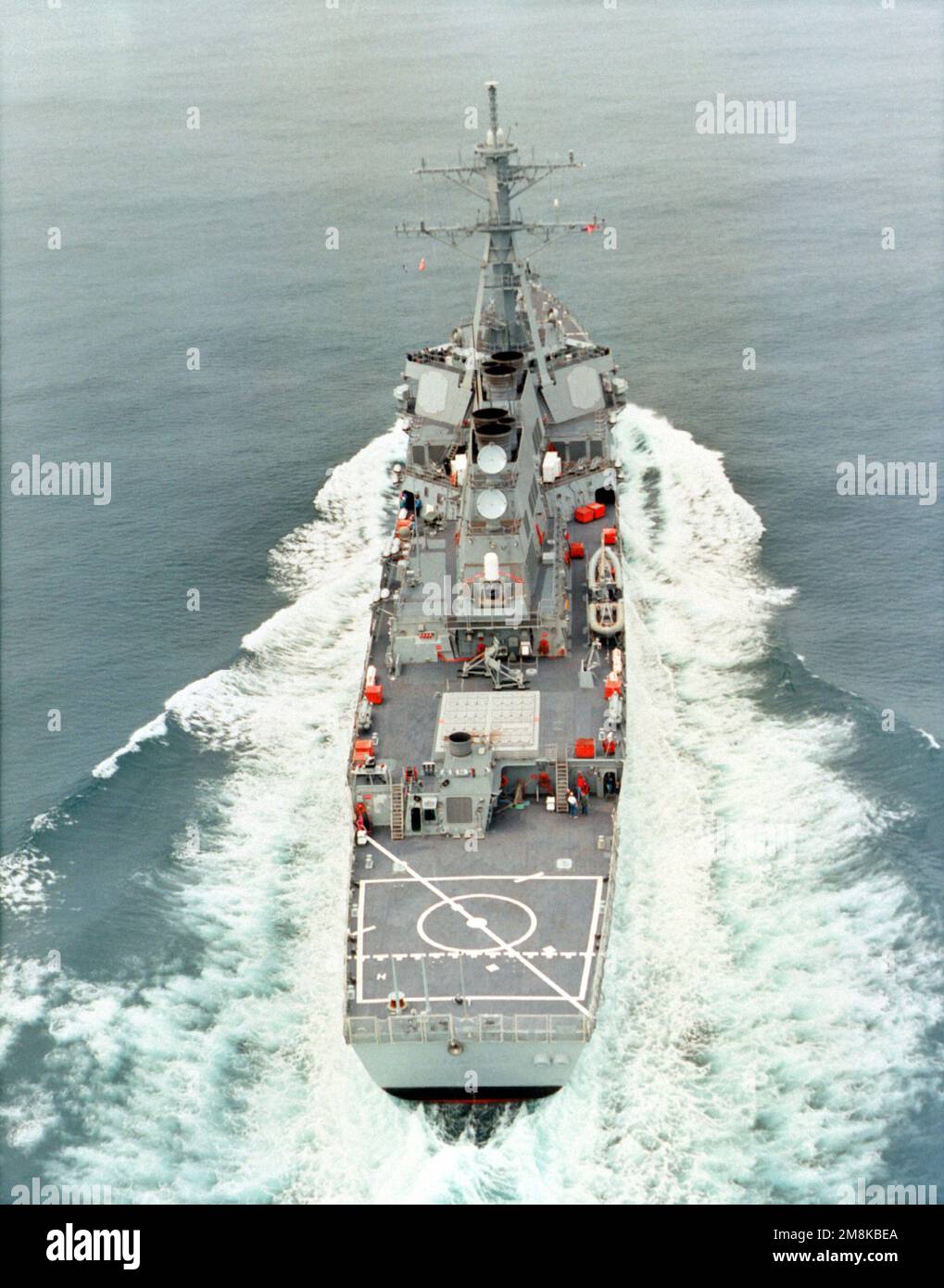 A high oblique stern on view of the guided missile destroyer USS ...
