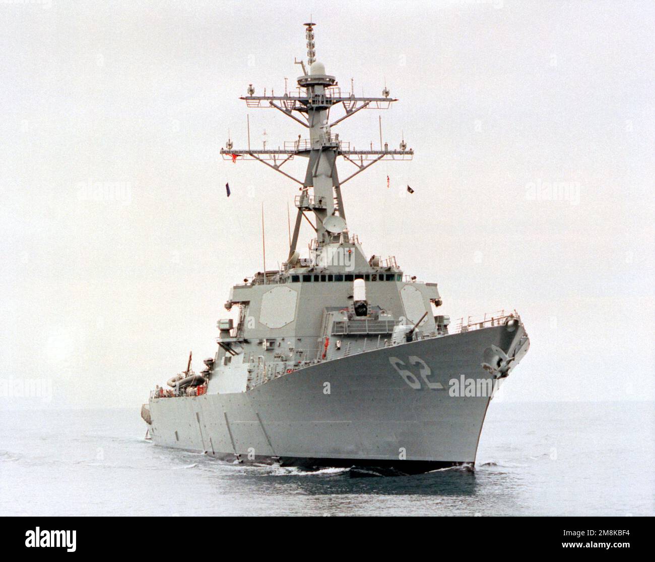 A starboard bow view of the guided missile destroyer USS FITZGERALD ...