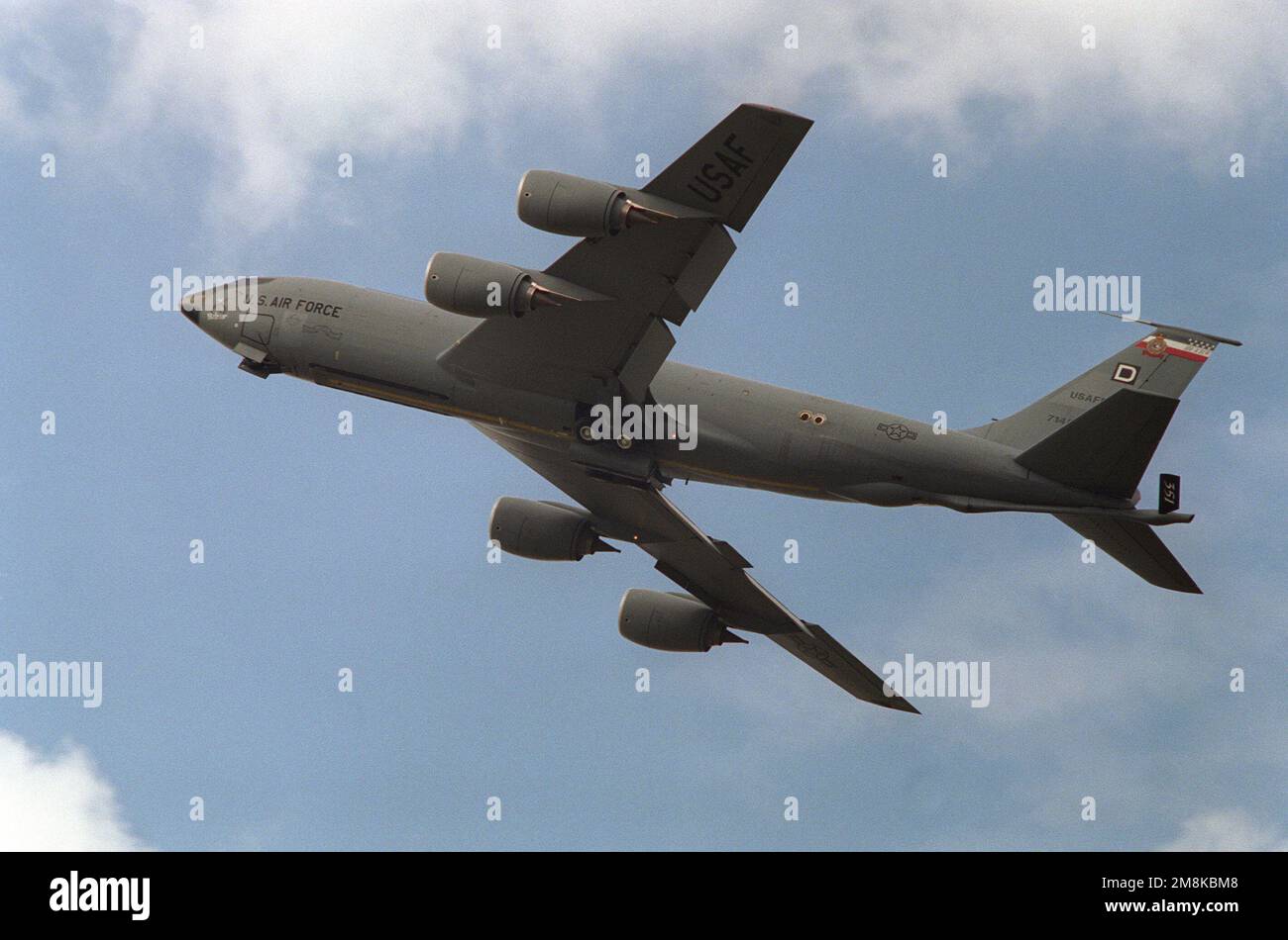 KC-135R Stratotanker from the 100th Aerial Refueling Wing at Royal Air Force Mildenhall climbs ...