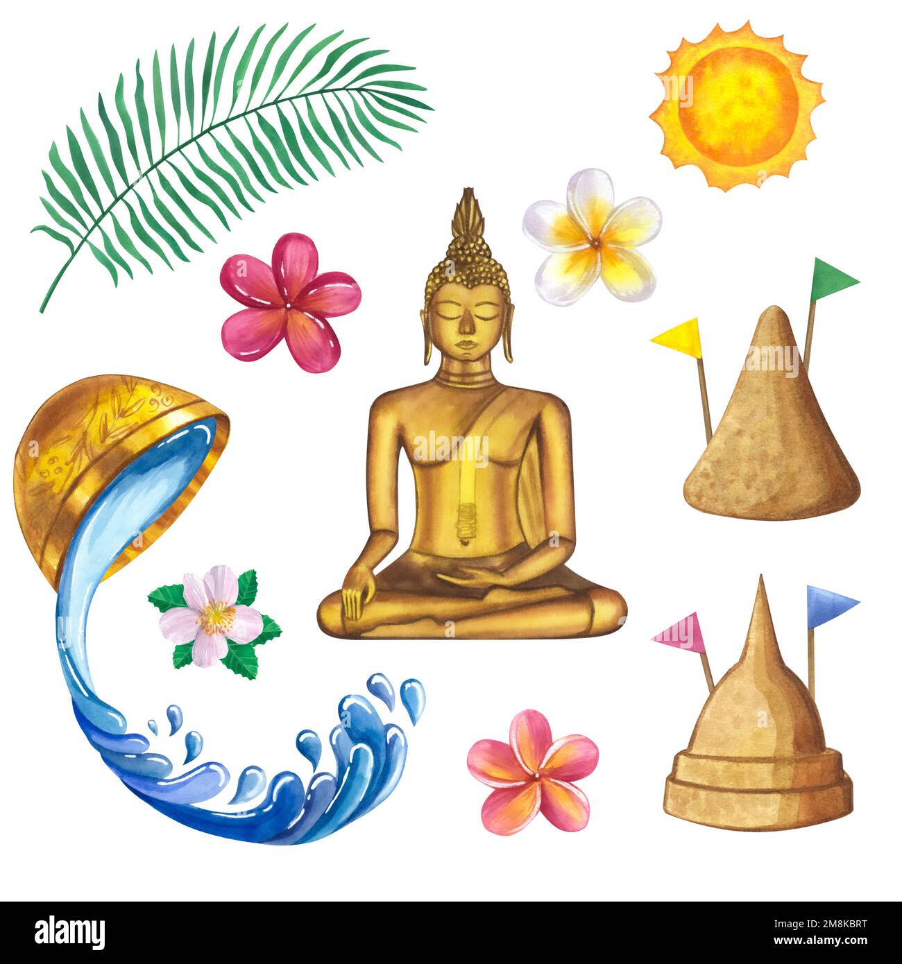 Songkran water festival Thailand. Traditional New Year's Day. Buddha ...