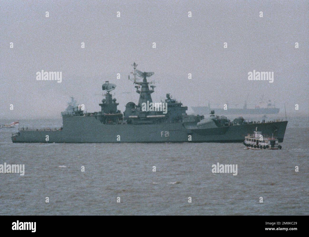 A starboard side view of the Indian Navy Godavari class guided missile ...