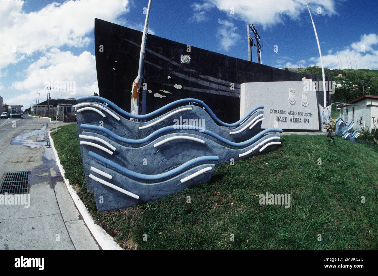A close up view of the boat design at the main gate. Base: Lajes Field ...
