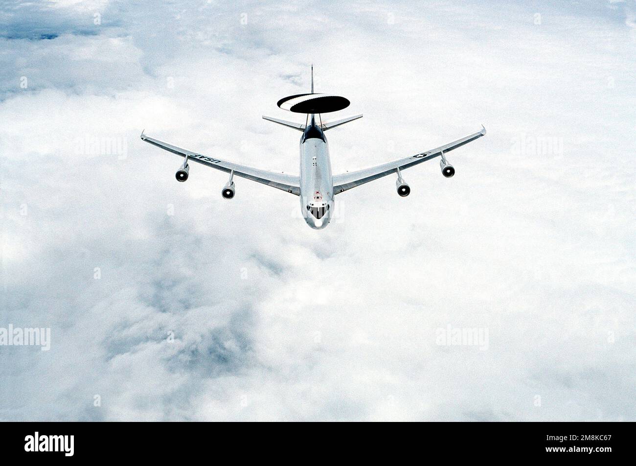 An aerial view of a USAF E-3 Sentry Airborne Warning and Control System ...