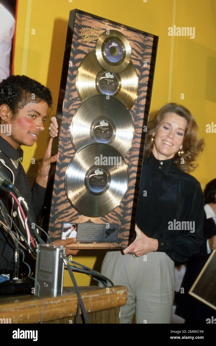 Michael Jackson and Jane Fonda at the Platinum status presentation for ...