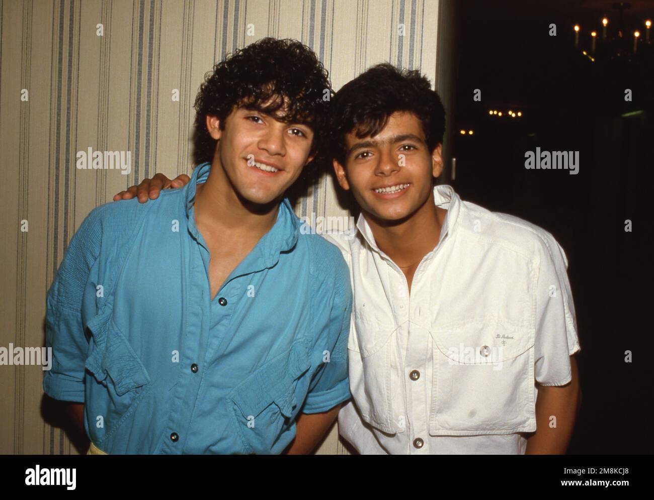 Charlie Rivera and Robi Rosa of Menudo at the Century Plaza Hotel, Los ...
