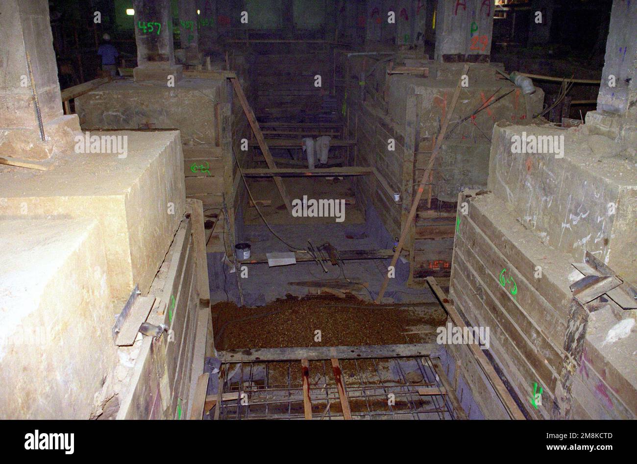 Renovation of the Pentagon building. Construction site in basement of ...