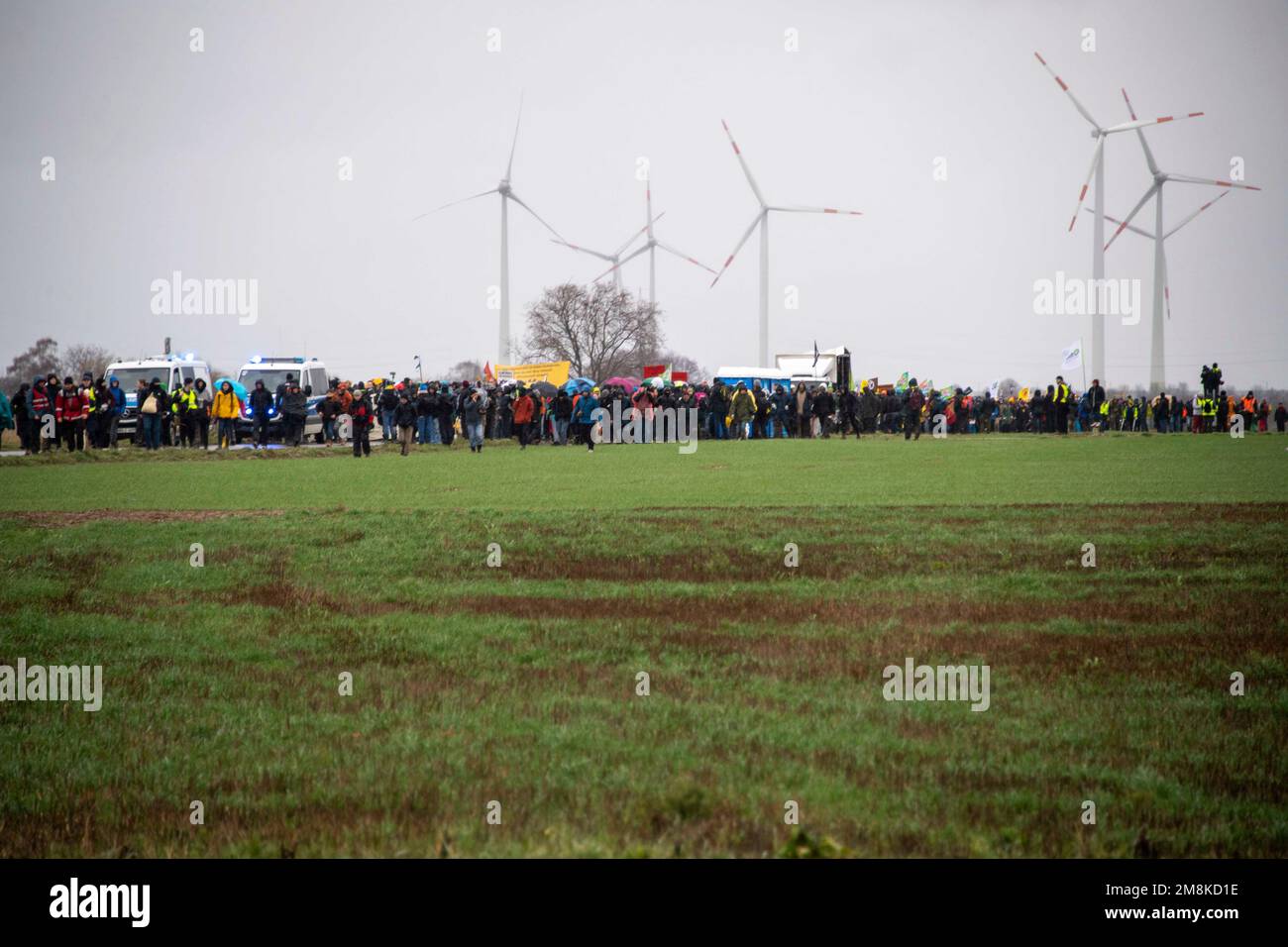 Luetzerath, Deutschland. 14th Jan, 2023. Demo train comes to the rally ...