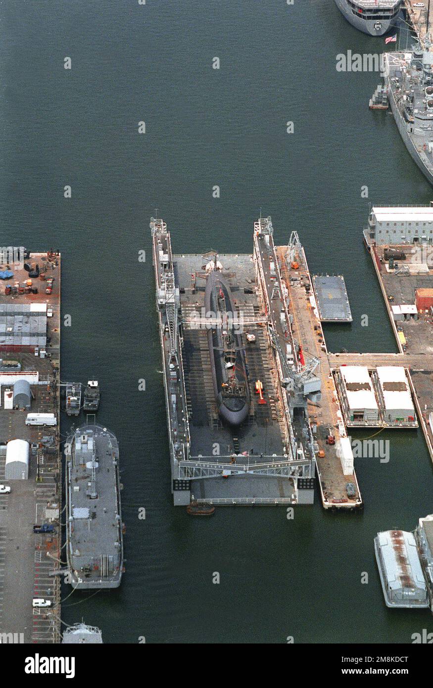 An aerial view of the repair basin with the medium auxiliary floating ...