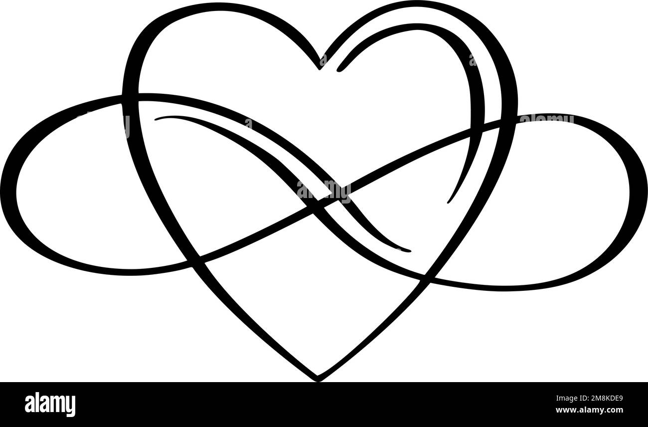 Vector calligraphy Heart and forever sign. Love Infinity valentine day ...