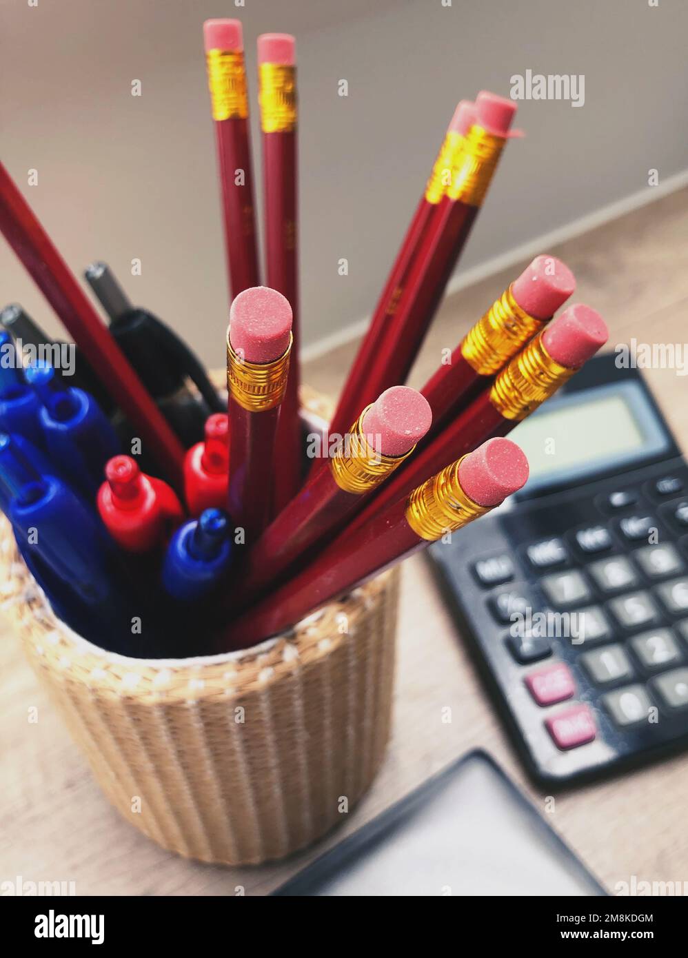 Pens on a desk hi-res stock photography and images - Alamy