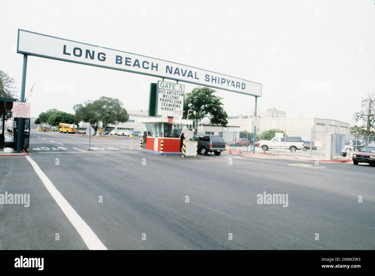 A view of the main gate (Gate 5) at the Long Beach Naval Shipyard. Base ...