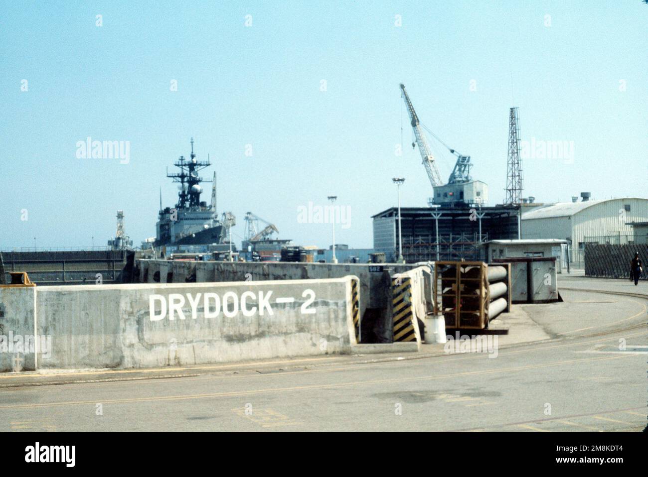 A view of the upper portion of drydock #2. The destroyer USS KINKAID ...