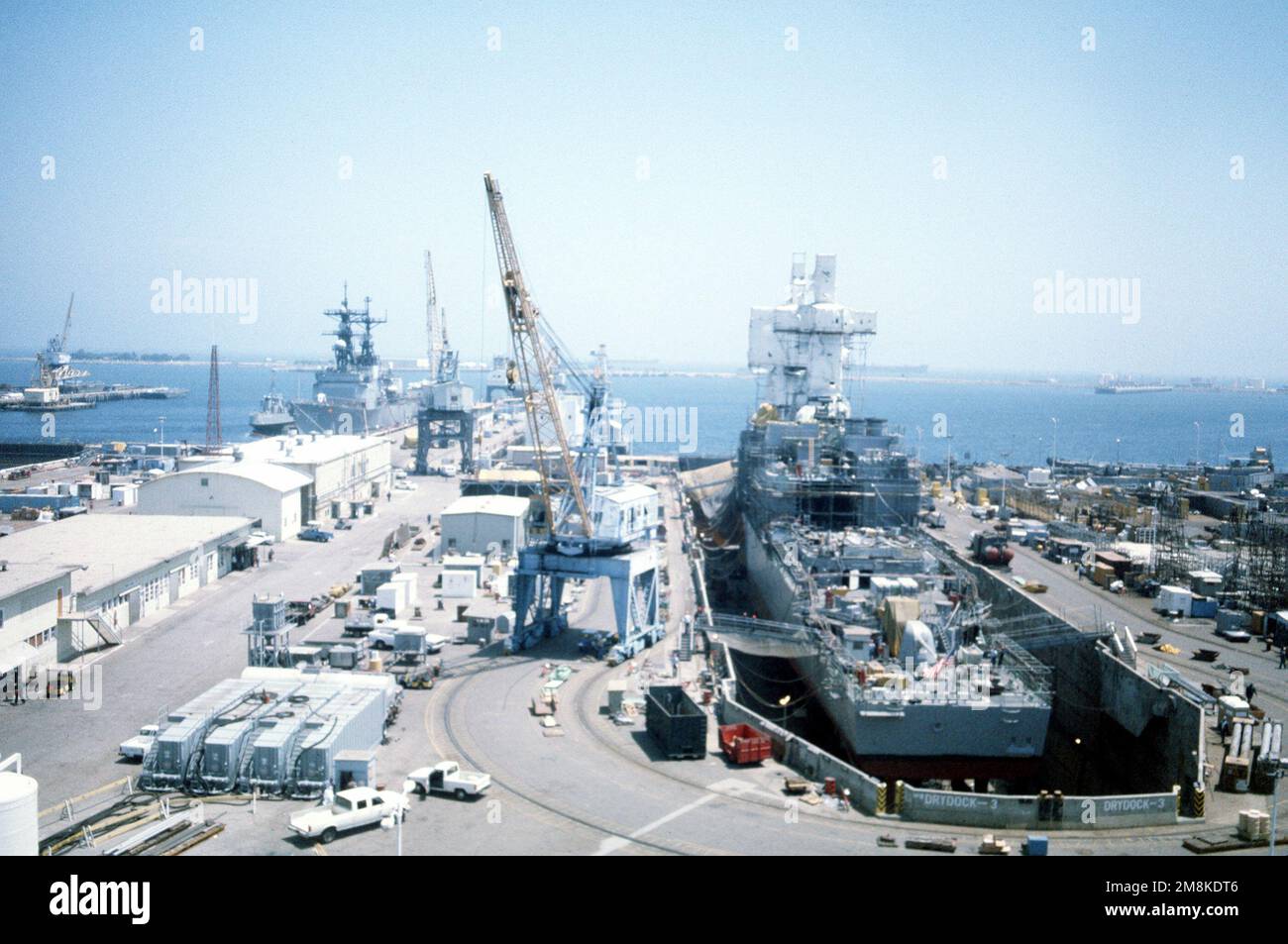 A stern view of the destroyer USS PAUL F. FOSTER (DD-964) in drydock #3 ...