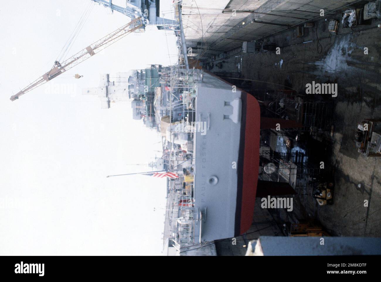 A stern view of the destroyer USS PAUL F. FOSTER (DD-964) undergoing a ...