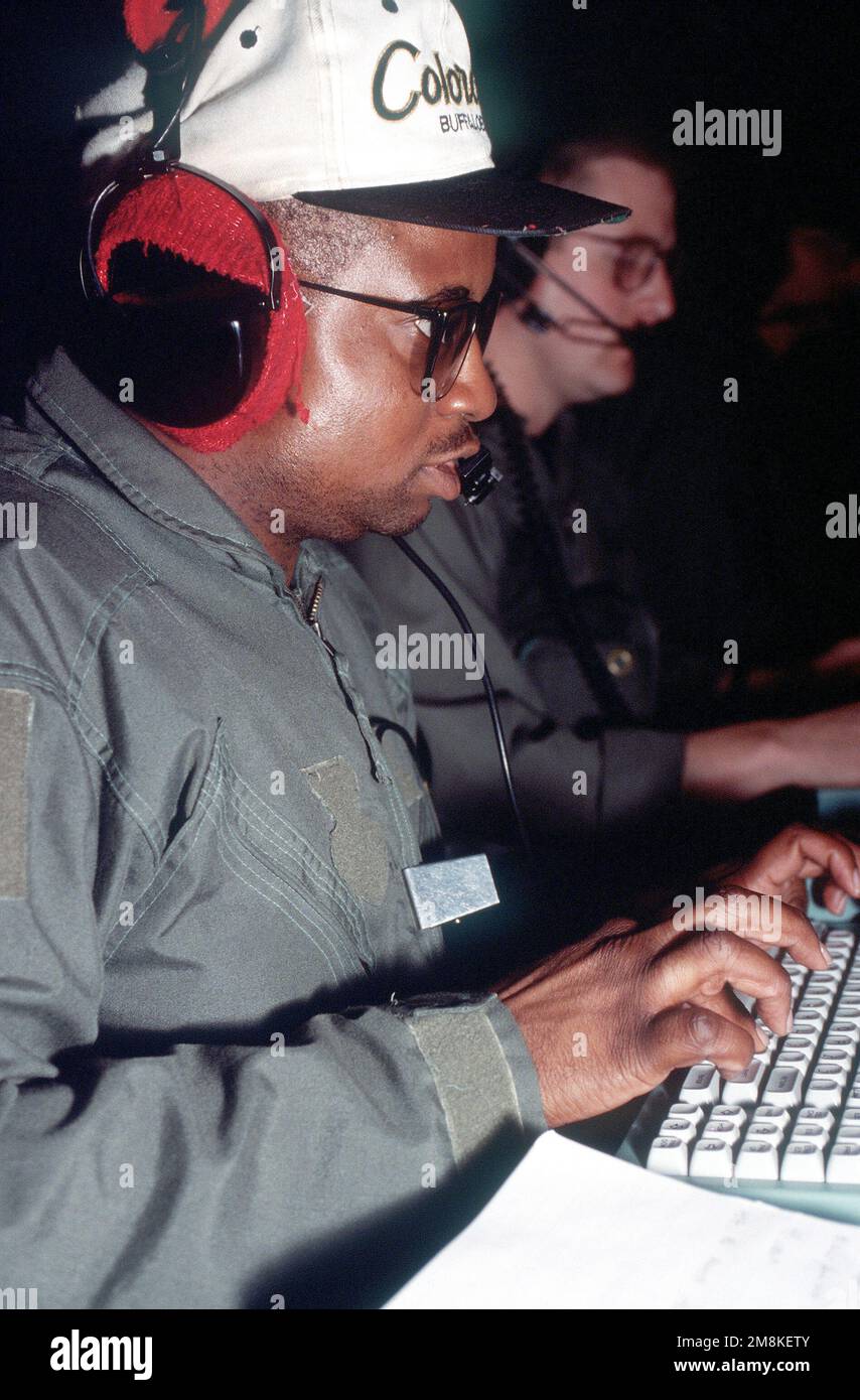A member of the EC-130E Hercules Airborne Battlefield Command and ...