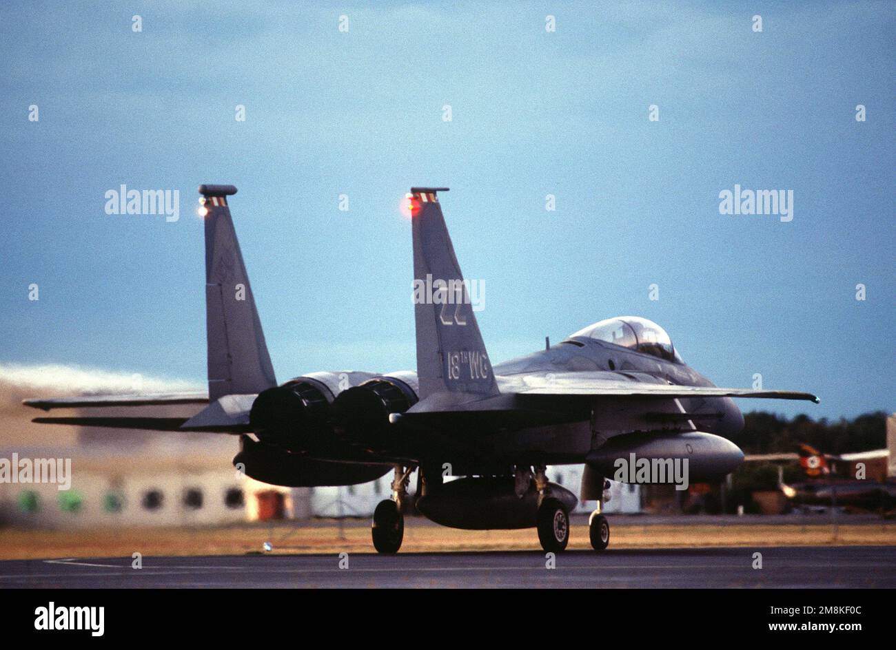 A 3/4 right rear view of an F-15C from the 44th Fighter Squadron ...