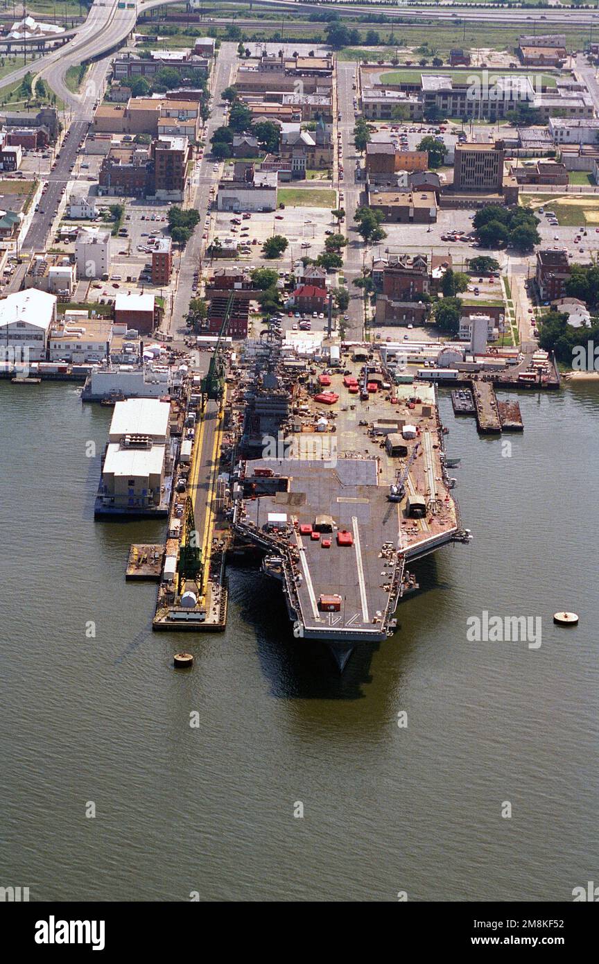 An aerial bow-on view of the nuclear-powered aircraft carrier JOHN C ...