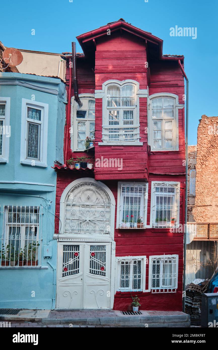 Istanbul, Turkey - January, 2023: Colorful houses in Balat district and ...