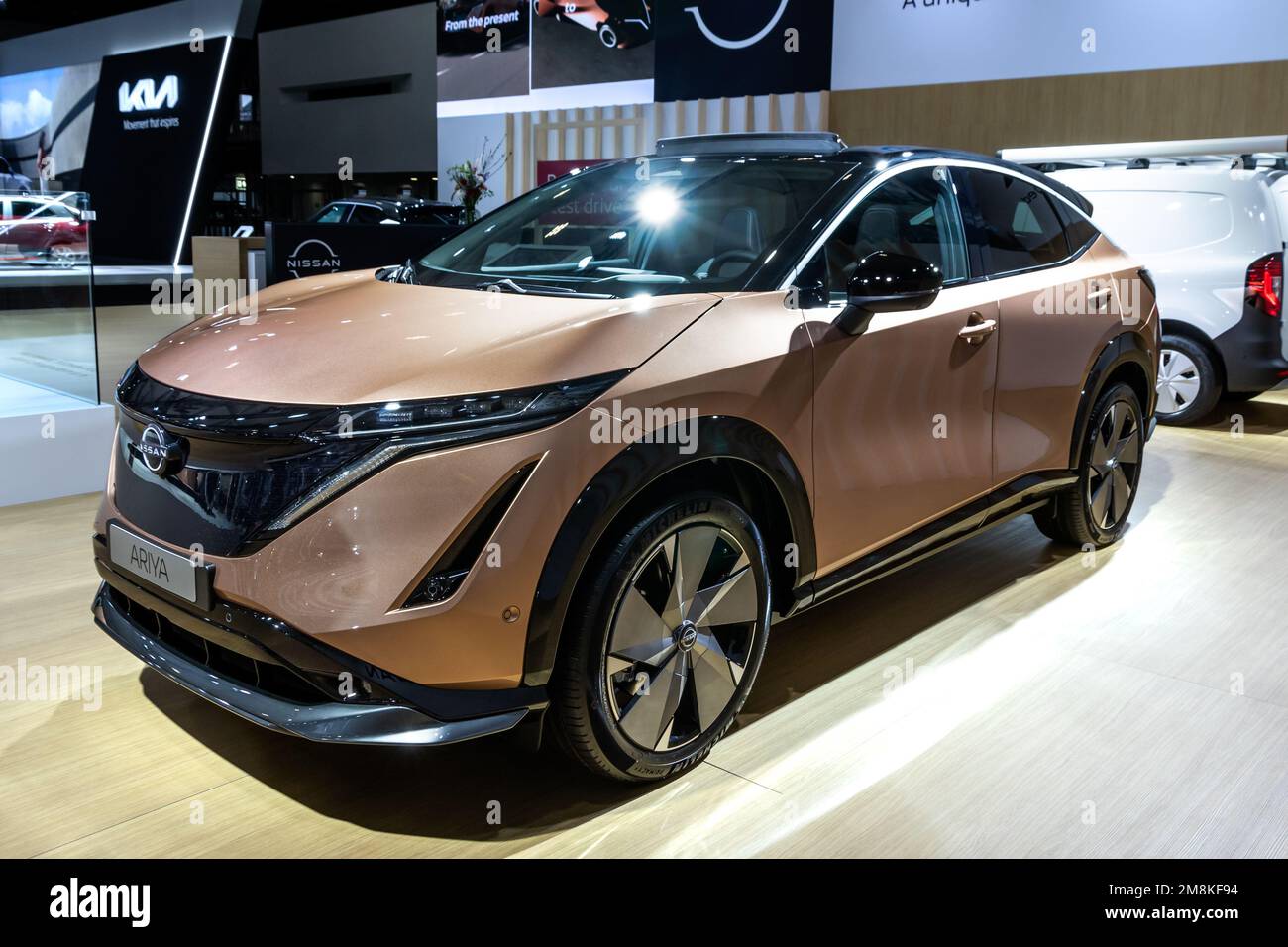 Nissan Arriya all-electric EV crossover SUV car at the Brussels Autosalon European Motor Show ...