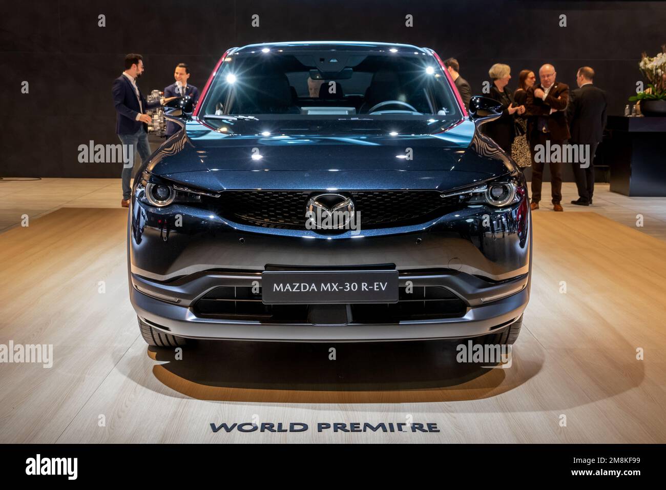 New Mazda MX-30 e-Skyactiv R-EV plug-in hybrid car premiere at the Brussels Autosalon European ...