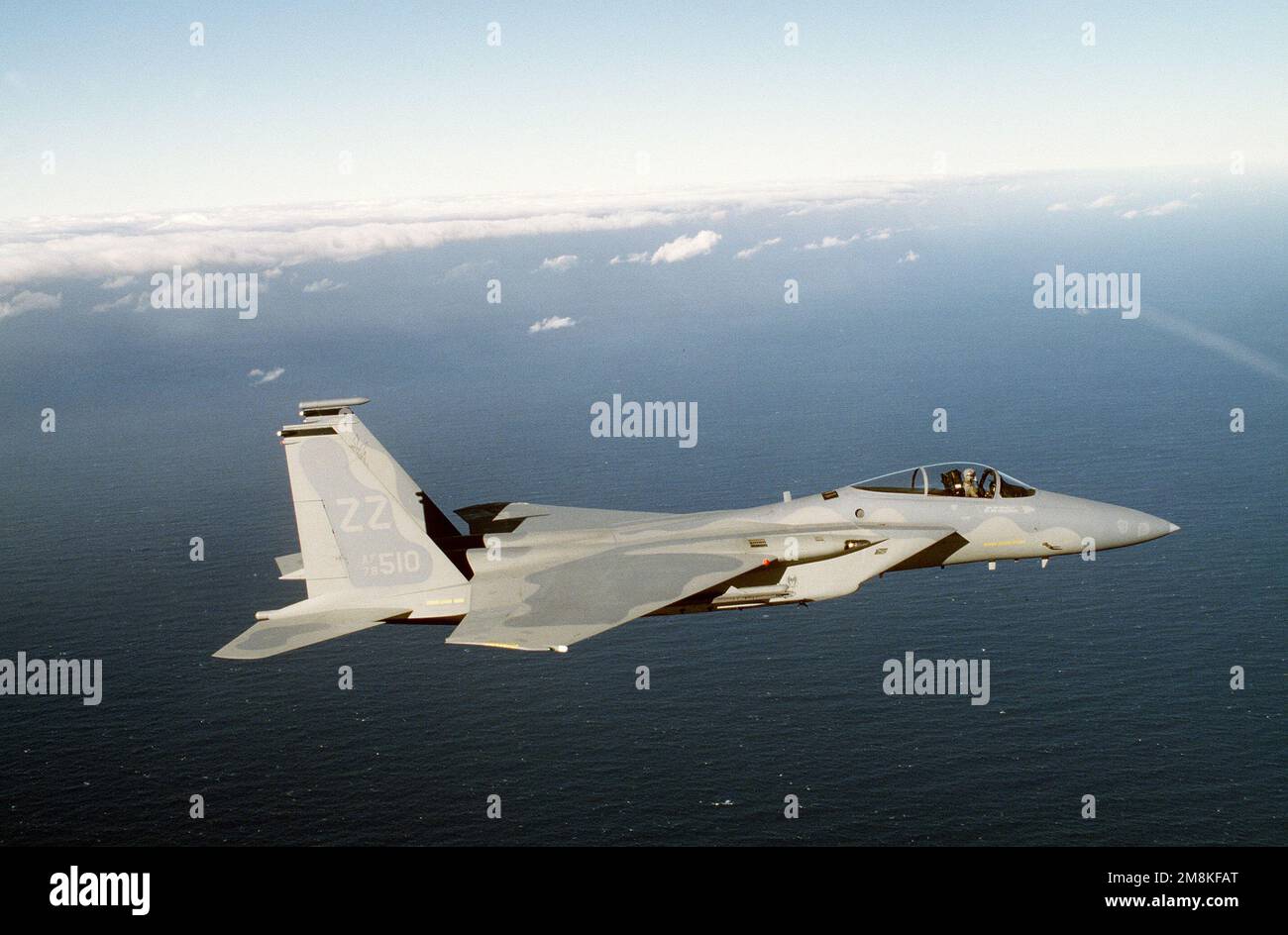 An aerial right side view of an F-15C from the 44th Fighter Squadron ...