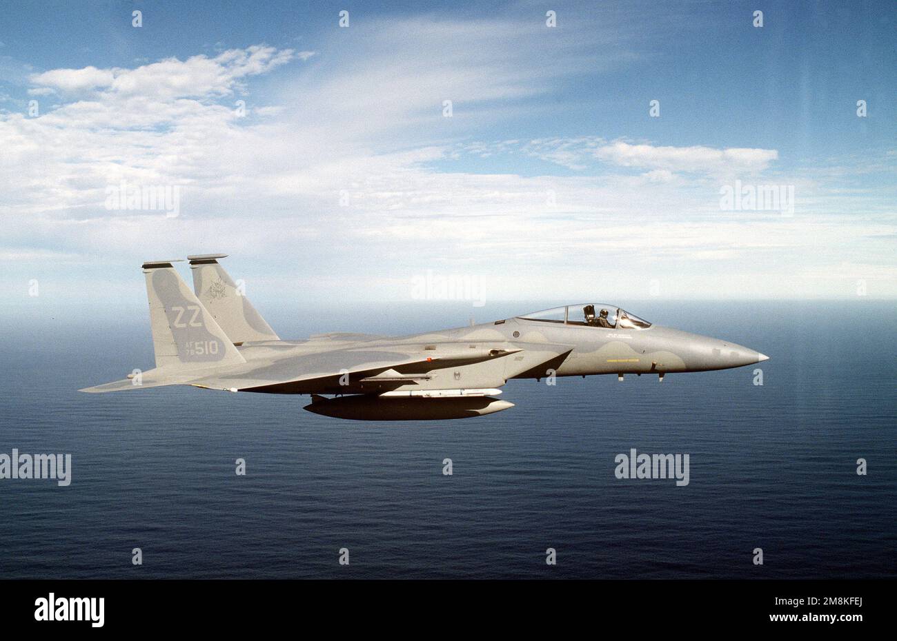 An aerial right side view of an F-15C from the 44th Fighter Squadron ...