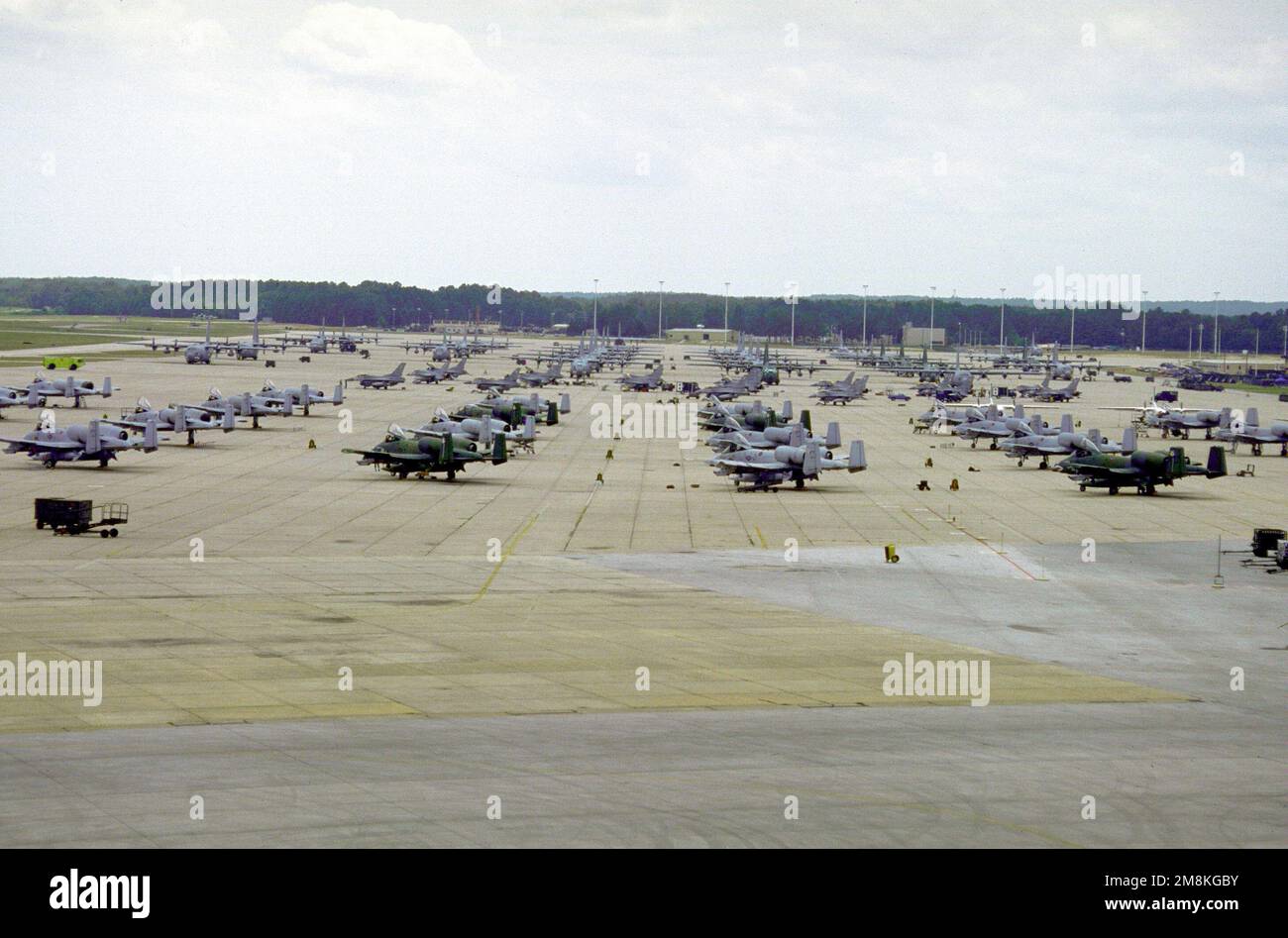 The Pope Air Force Base flight line, with its various aircraft ...