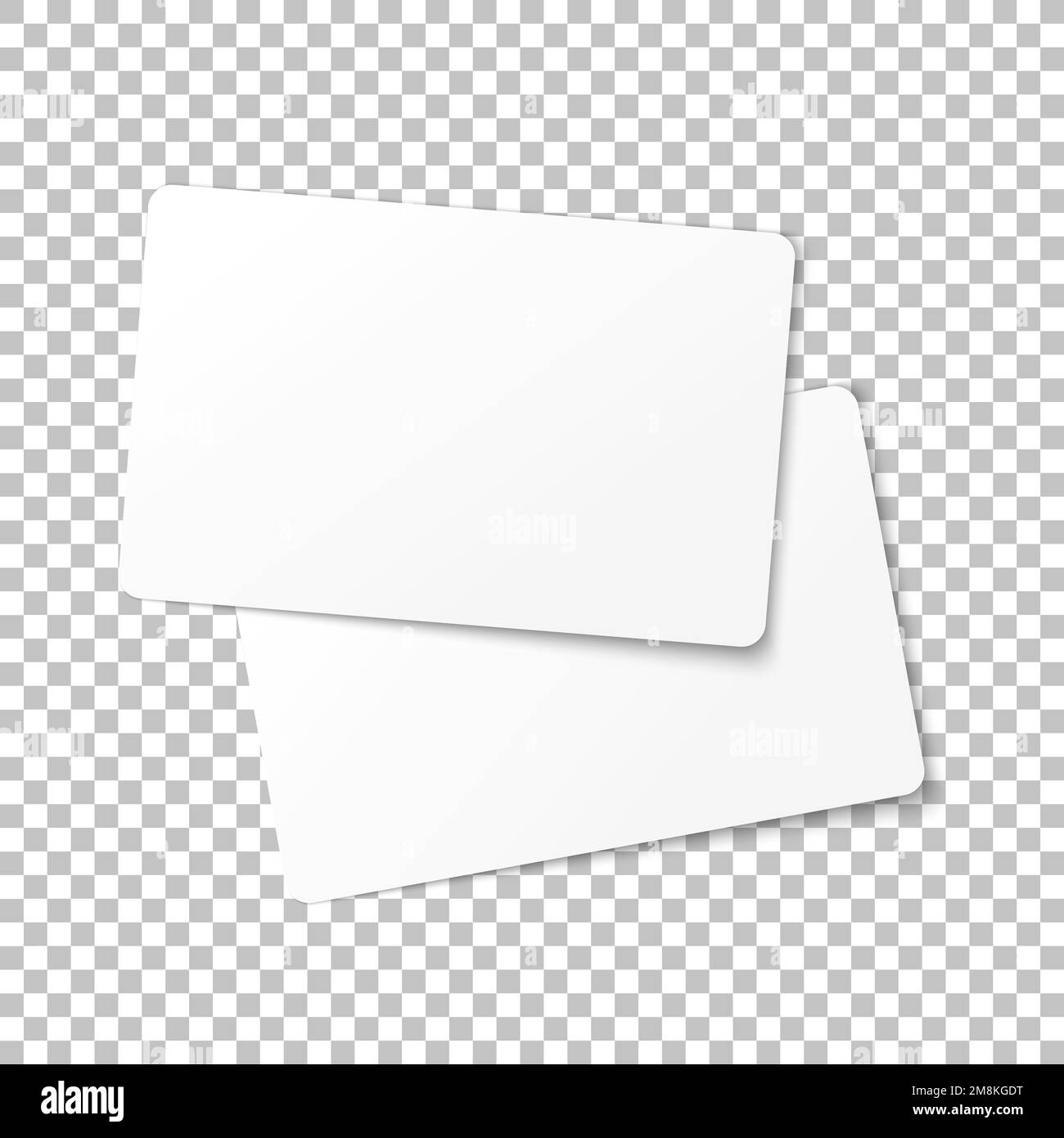 Top view of two realistic business cards mockup. Blank visit cards on ...