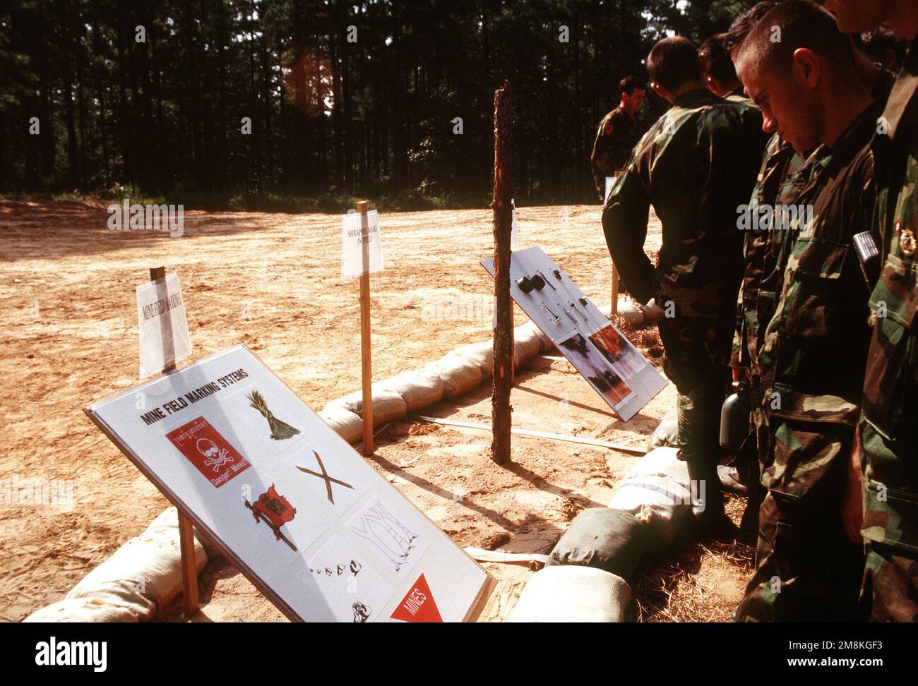 Albanian soldiers view mine detection displays during training before ...