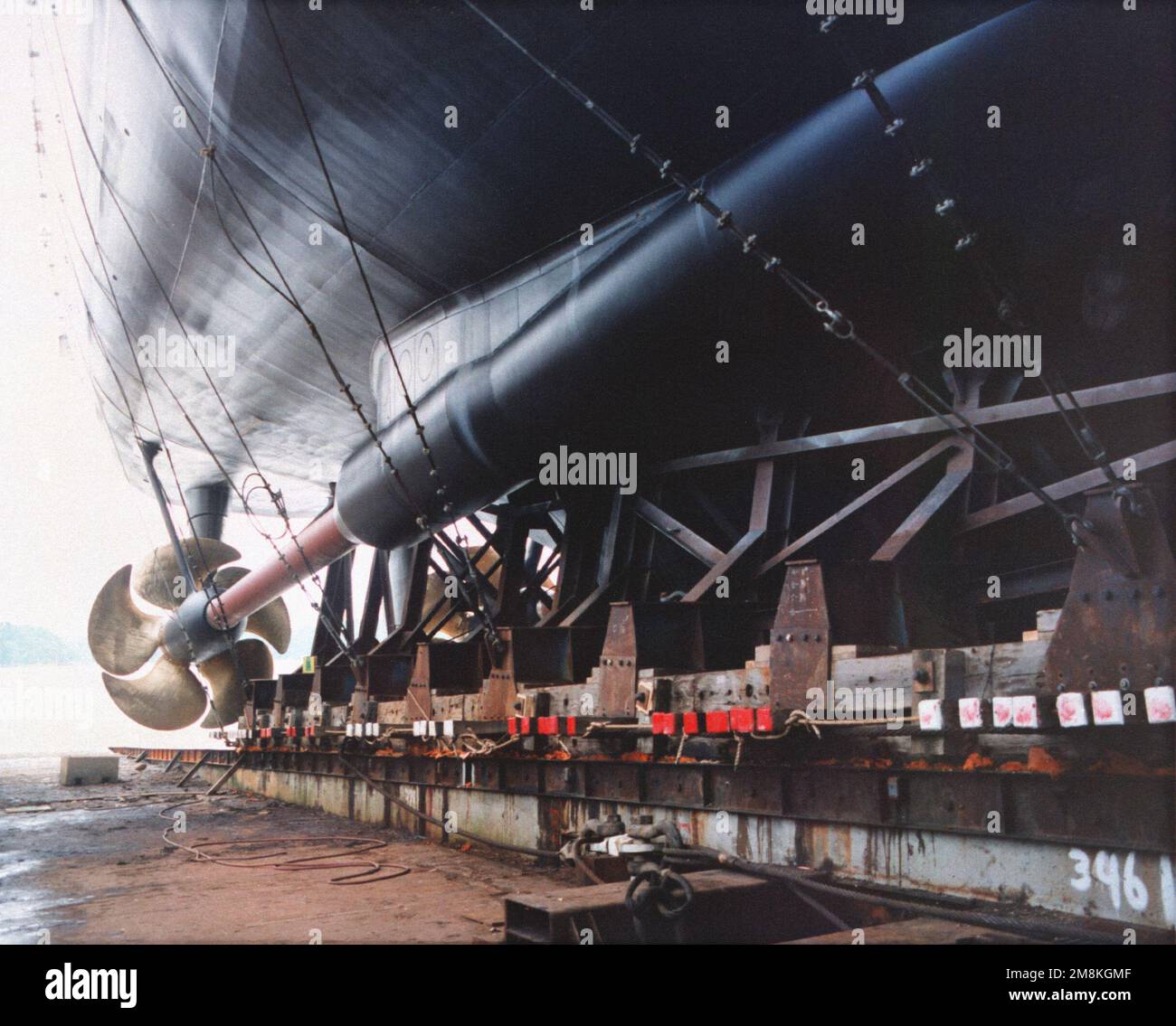 A view under the round down of the starboard stern quarter of the ...