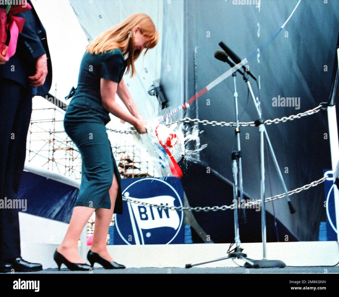 Mrs. Kelly Ann Sullivan Loughren, ships sponsor of the guided missile ...