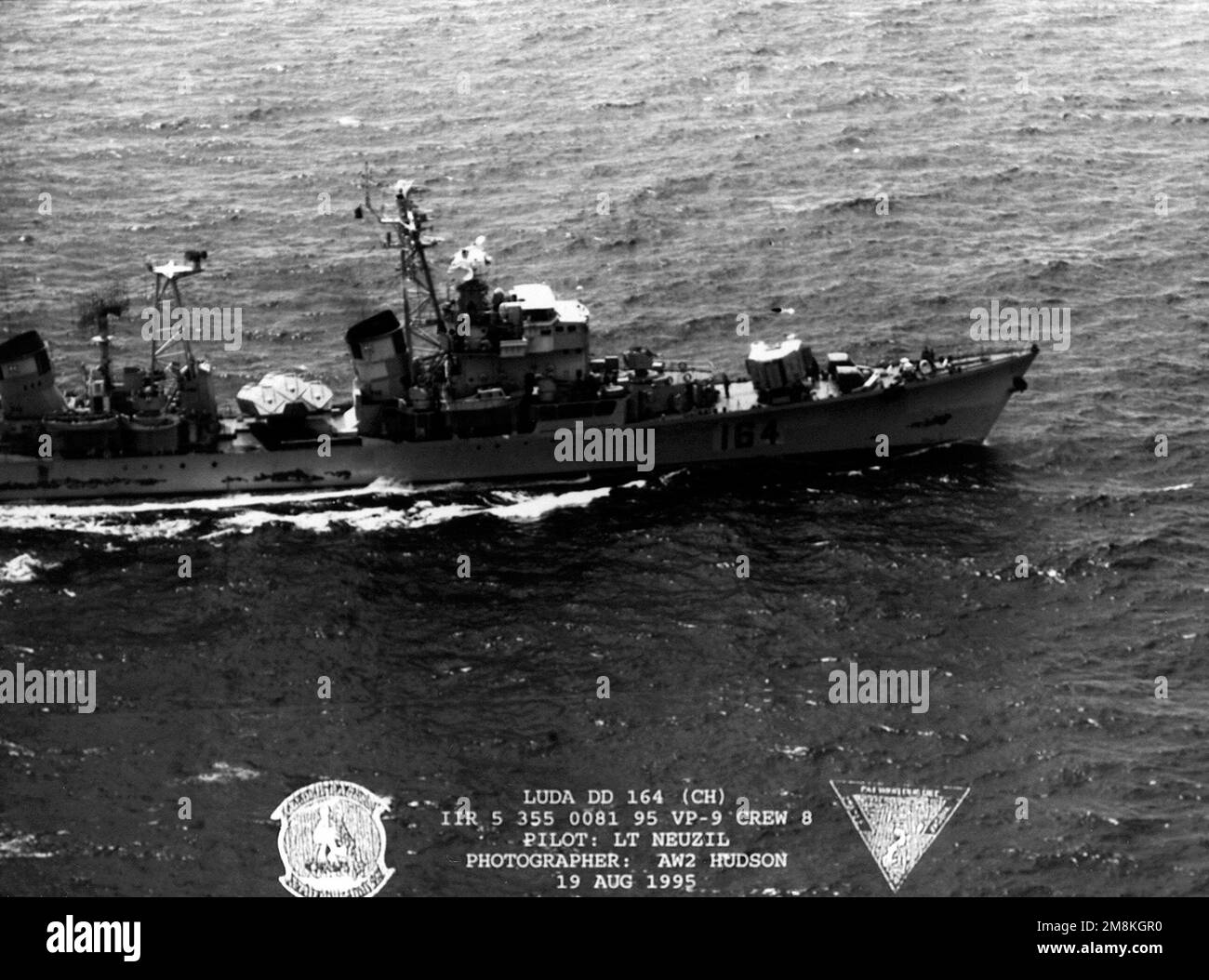 Aerial starboard side of the amidships and fore section of the Chinese ...